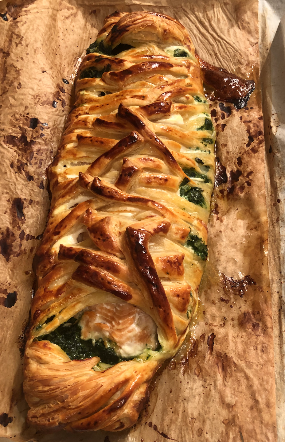 Halloween Mummy Salmon Spinach Puff Pastry